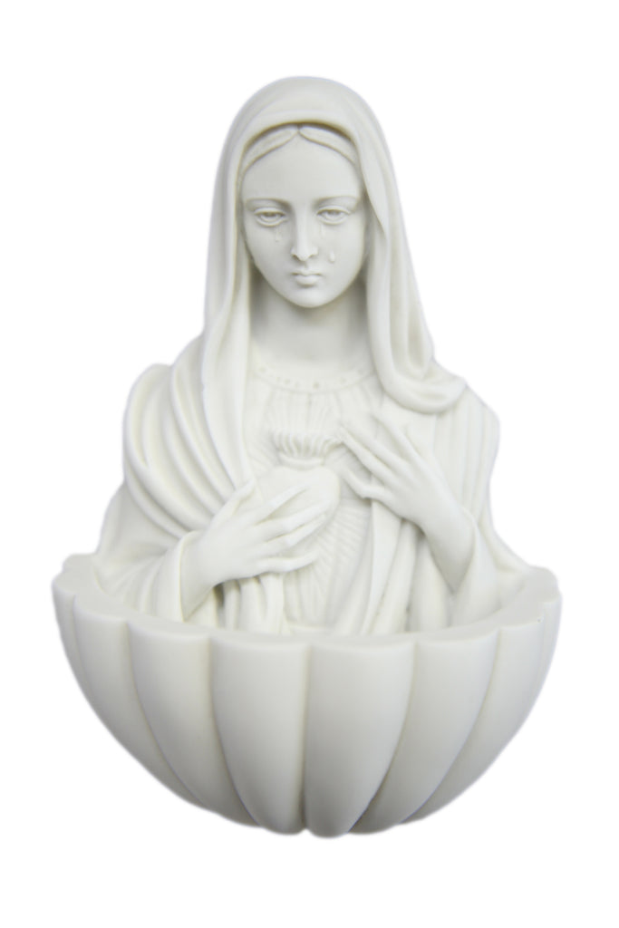5.25" Immaculate Heart of Mary Virgin Mary Holy Water Font Statue Wall ...